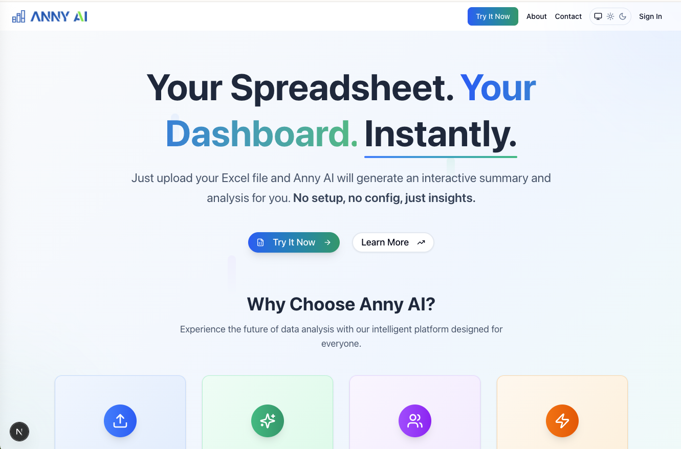 Anny AI - Transform Your Spreadsheets Into Interactive Dashboards